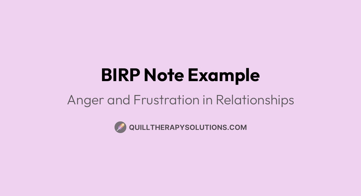 BIRP Note Example: Anger and Frustration in Relationships | Quill ...